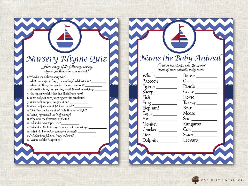 Nautical Baby Shower Games Nautical Shower Games Beach Baby - Etsy