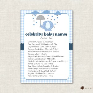 Celebrity Baby Shower Game - Elephant Celebrity Baby Name Game ...