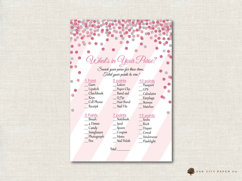 Pink and Silver Baby Shower Games Pink and Silver Glitter - Etsy