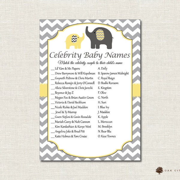 Celebrity Baby Quiz - Etsy