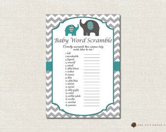 Instant Download Mint Elephant Baby Shower Games Printable - Etsy