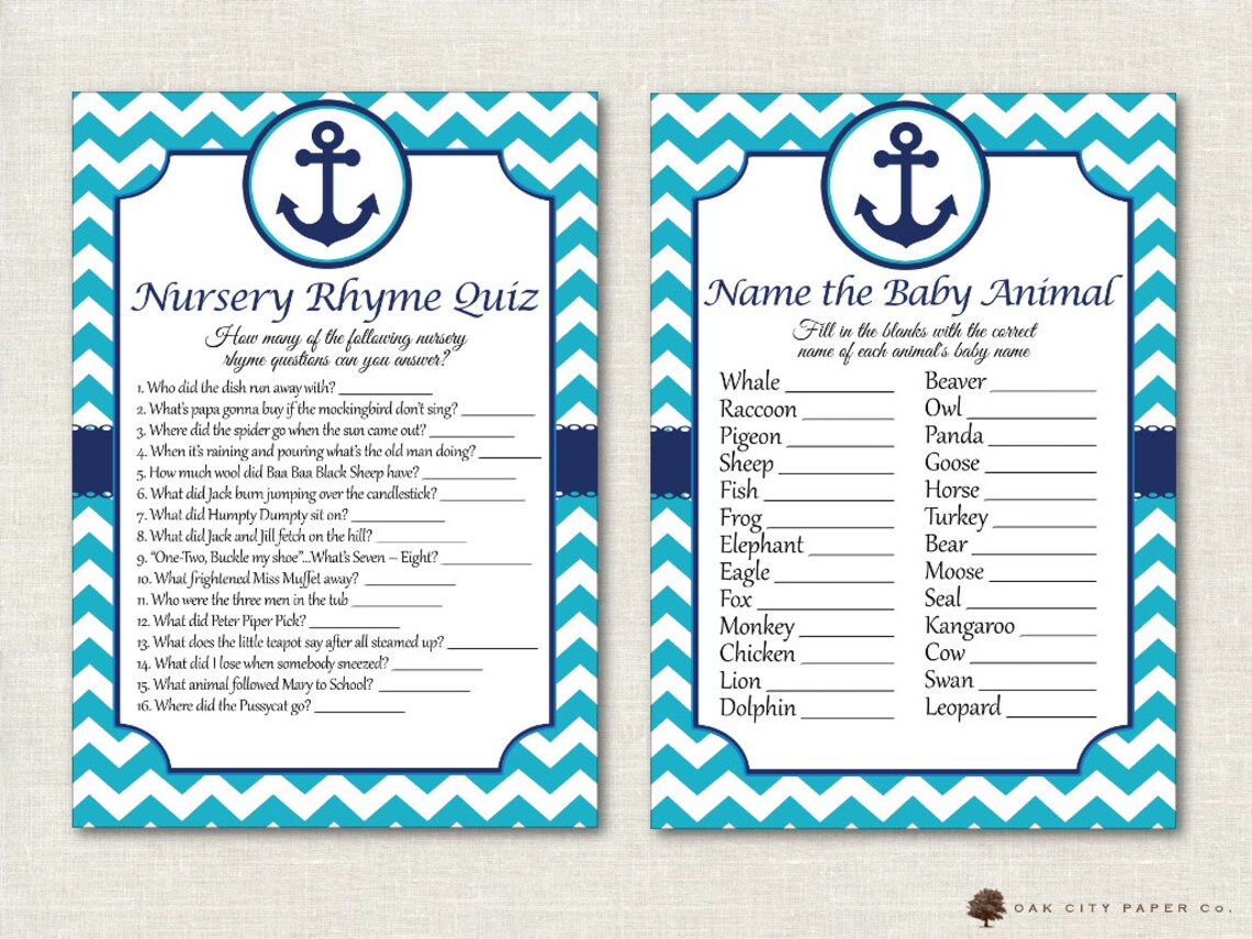 Nautical Baby Shower Games Nautical Shower Games Beach Baby | Etsy