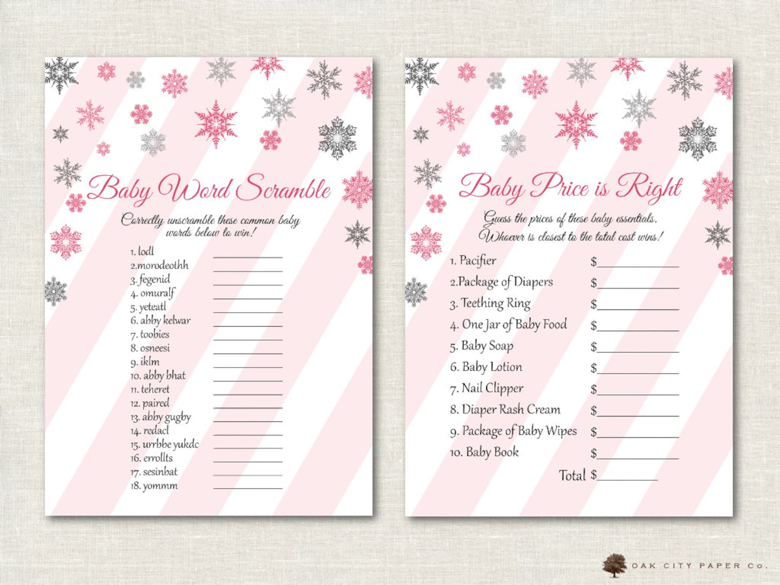 Winter Baby Shower Games Christmas Baby Shower Games | Etsy