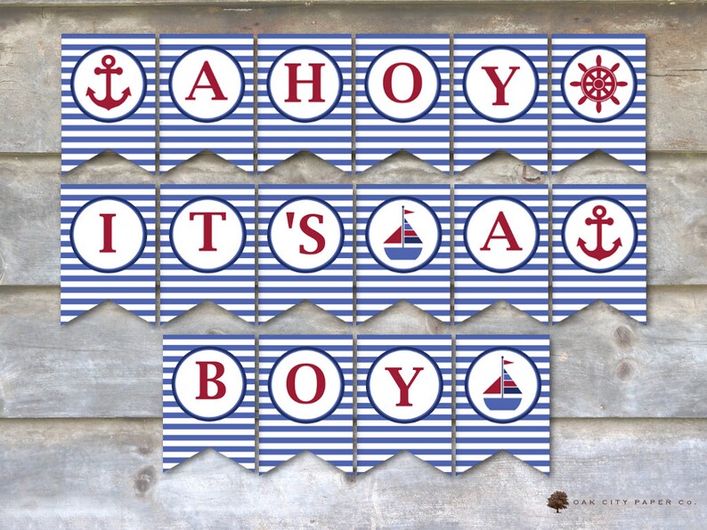 Nautical Baby Shower Decorations, Nautical Baby Shower Banner, Nautical ...