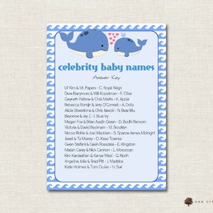 Whale Celebrity Baby Shower Game - Whale Celebrity Baby Name Game ...