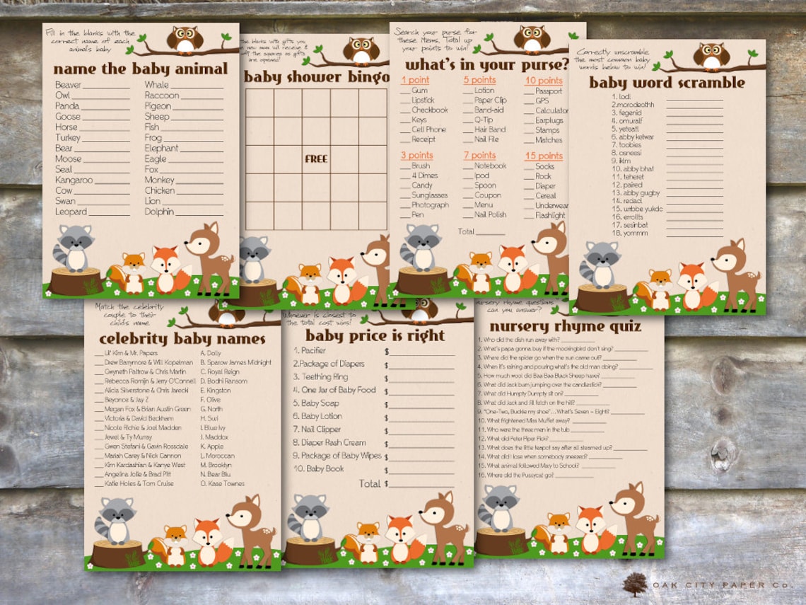 Woodland Animal Baby Shower Party Package With Baby Shower - Etsy