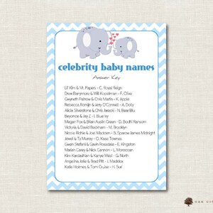 Celebrity Baby Shower Game - Elephant Celebrity Baby Name Game ...