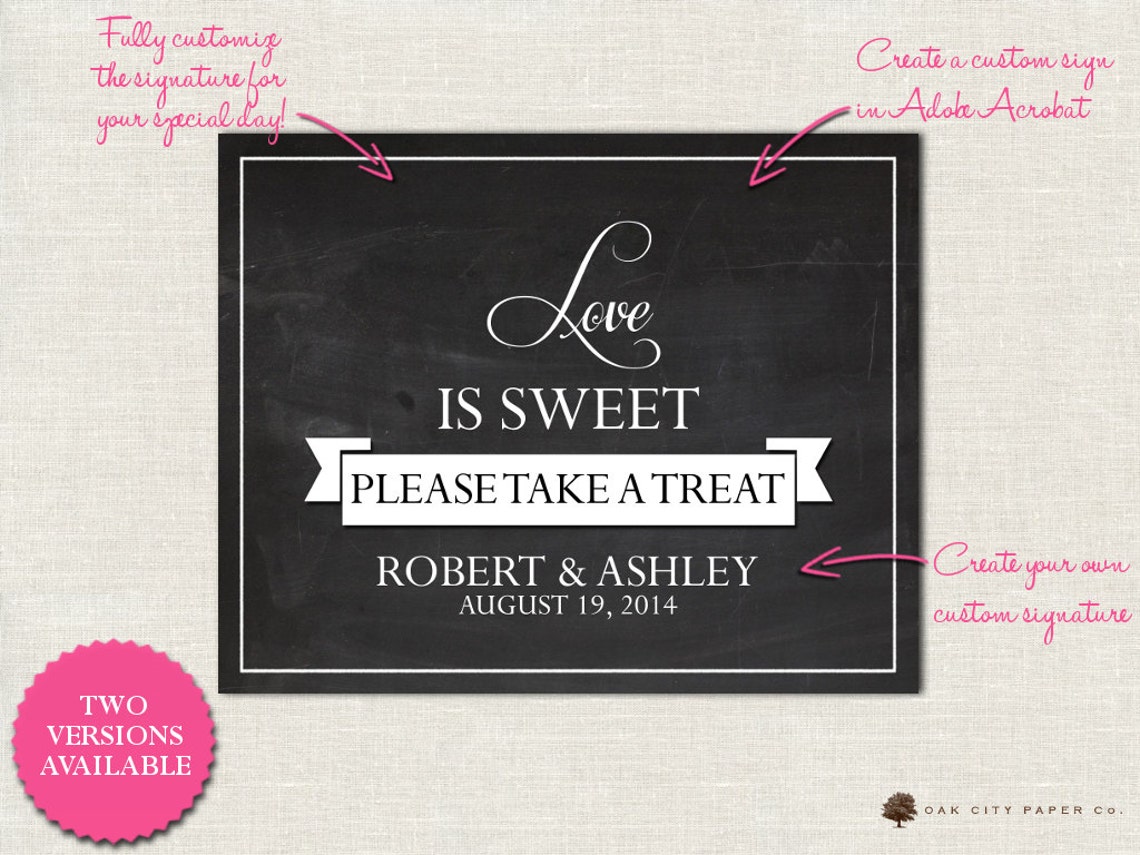 Love is Sweet Sign Wedding Treat Sign Wedding Sweets Sign | Etsy