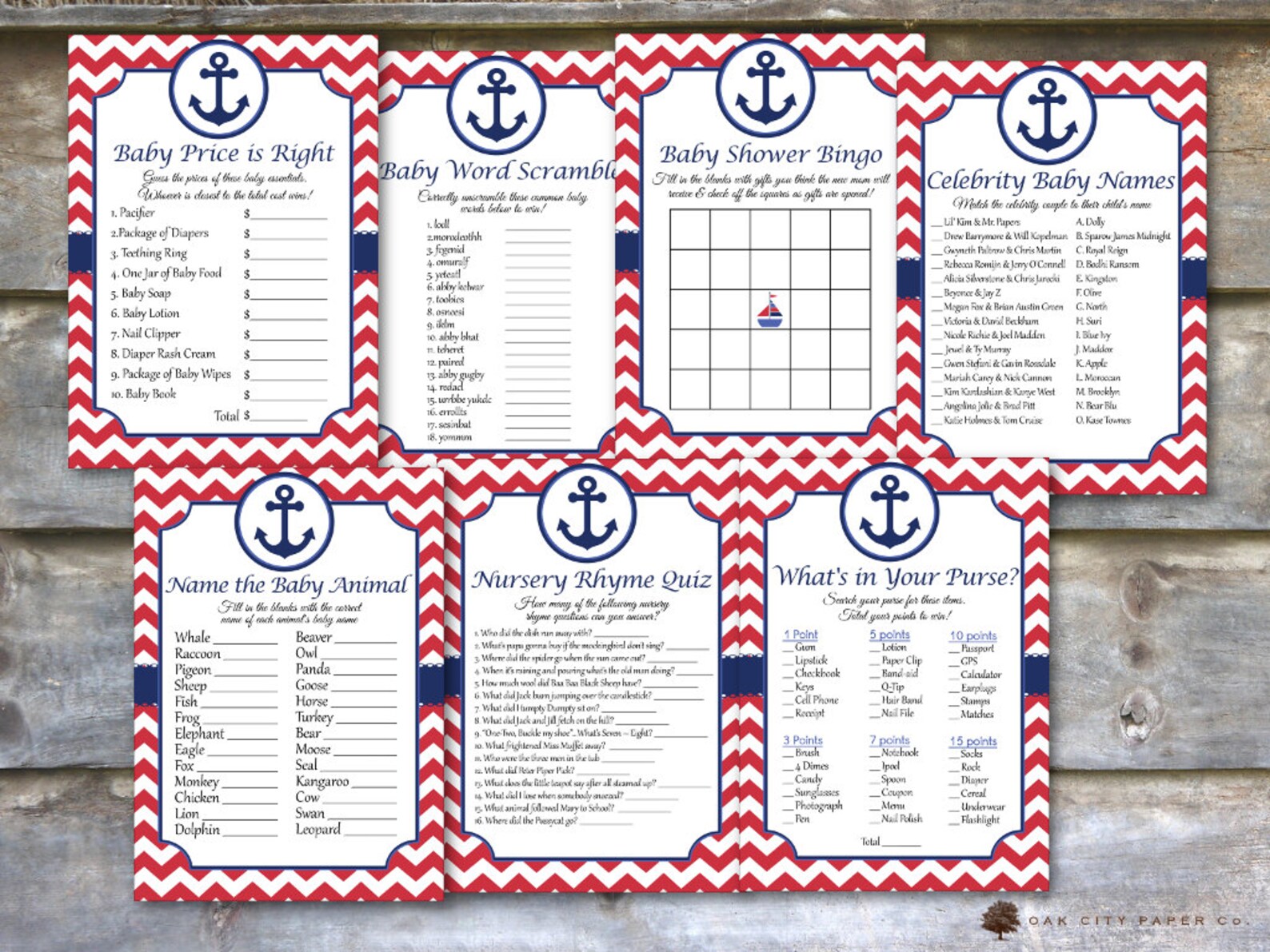 Nautical Baby Shower Party Package - Nautical Shower Package, Printable ...