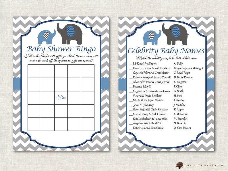 Elephant Baby Shower Games - Baby Shower Games, Blue Elephant Baby ...