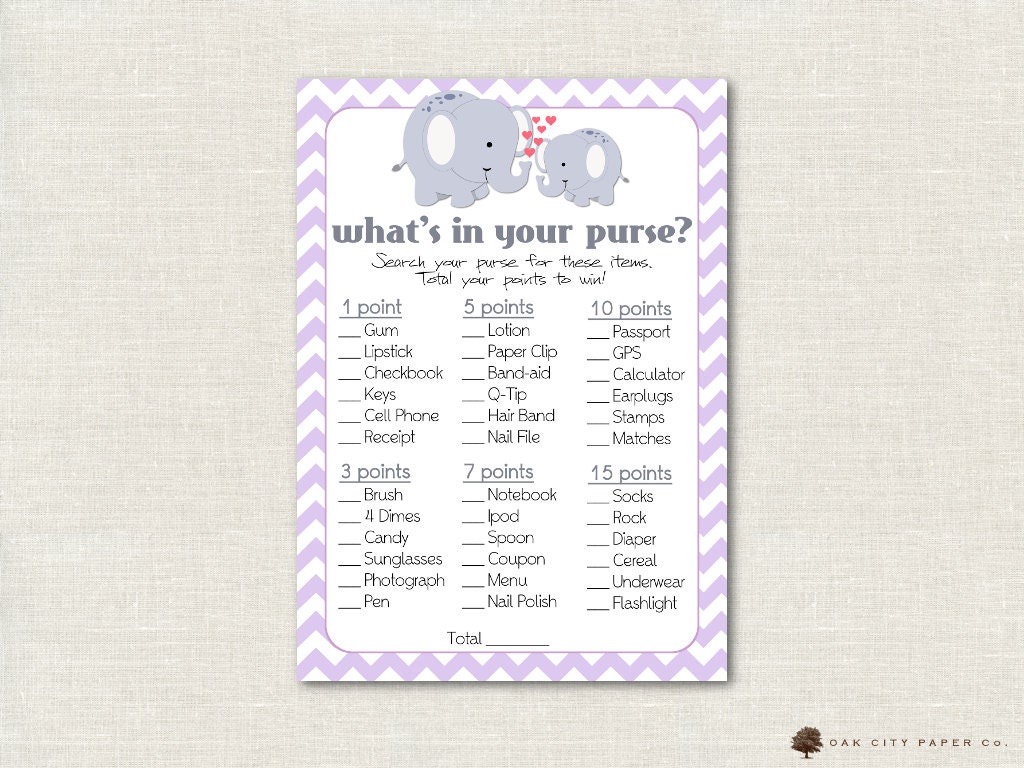 Elephant Baby Shower Games - Baby Shower Games, Lavender Elephant Baby ...