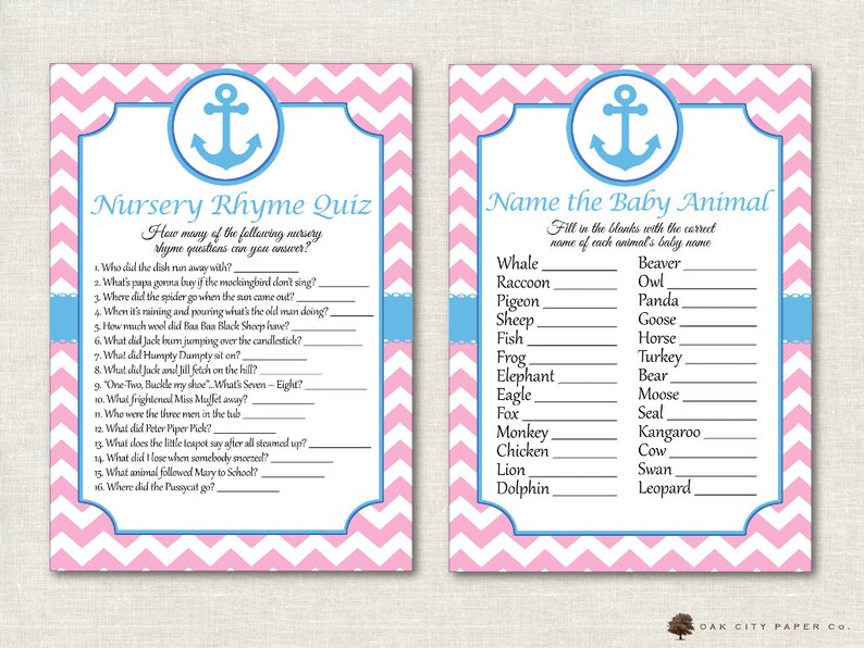 Nautical Baby Shower Games Nautical Shower Games Beach Baby | Etsy