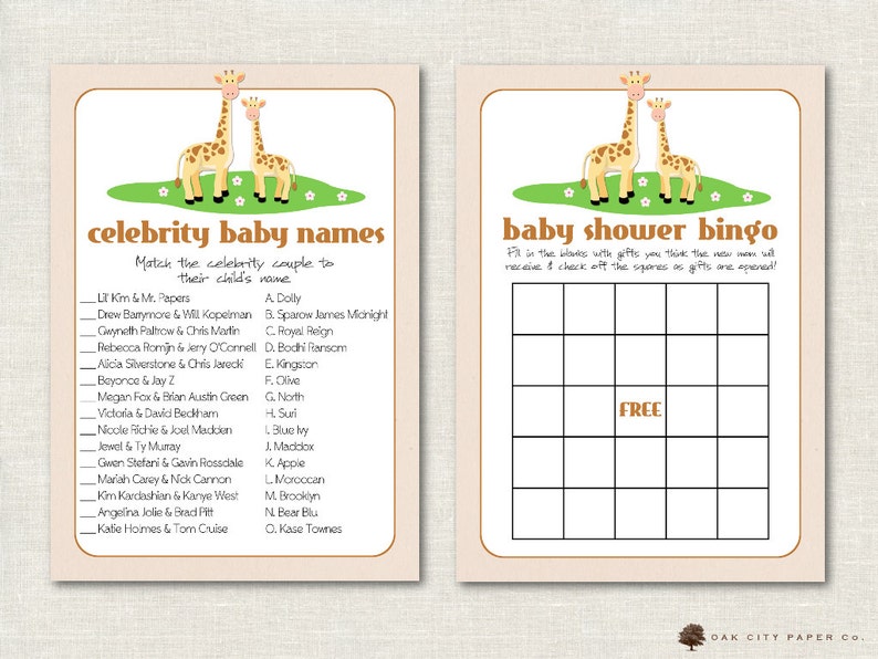 Giraffe Baby Shower Games - Baby Shower Games, Giraffe Shower Games ...