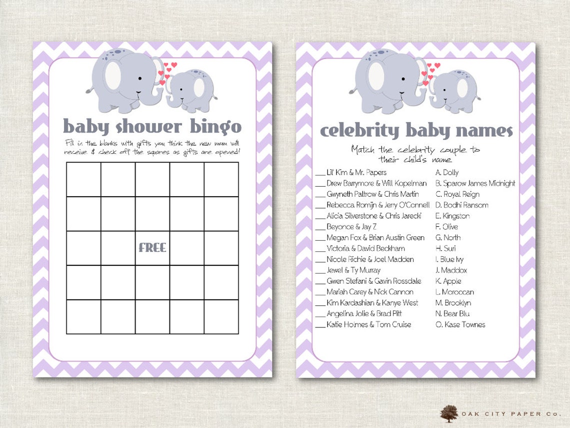 Elephant Baby Shower Games - Baby Shower Games, Lavender Elephant Baby ...
