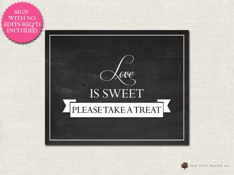 Love is Sweet Sign Wedding Treat Sign Wedding Sweets Sign - Etsy