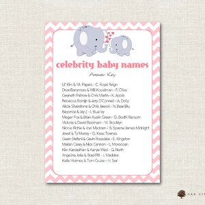 Celebrity Baby Shower Game - Elephant Celebrity Baby Name Game ...