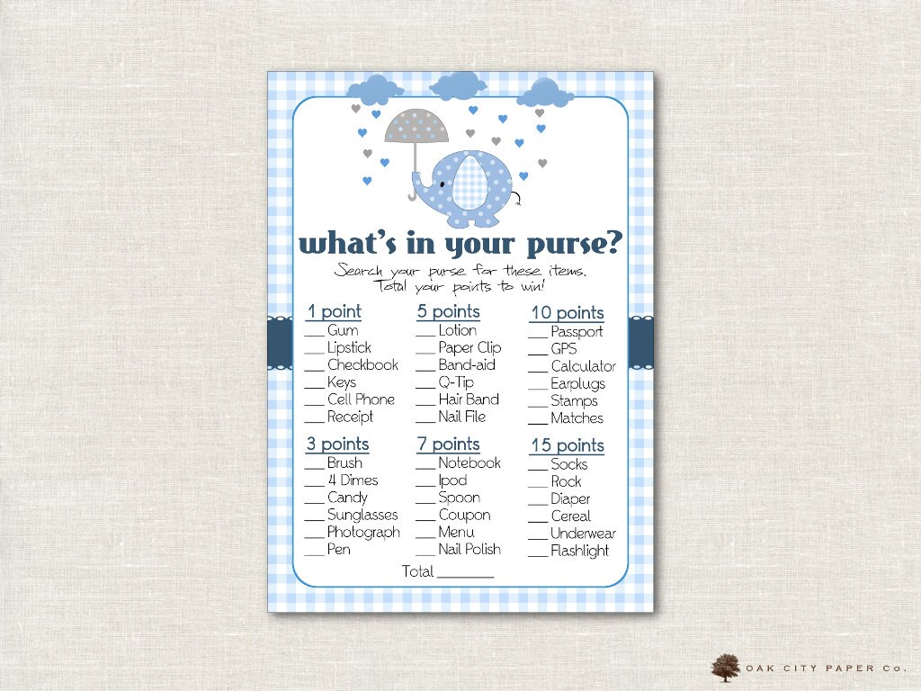 Blue Baby Shower Games Elephant Baby Shower Games Elephant - Etsy