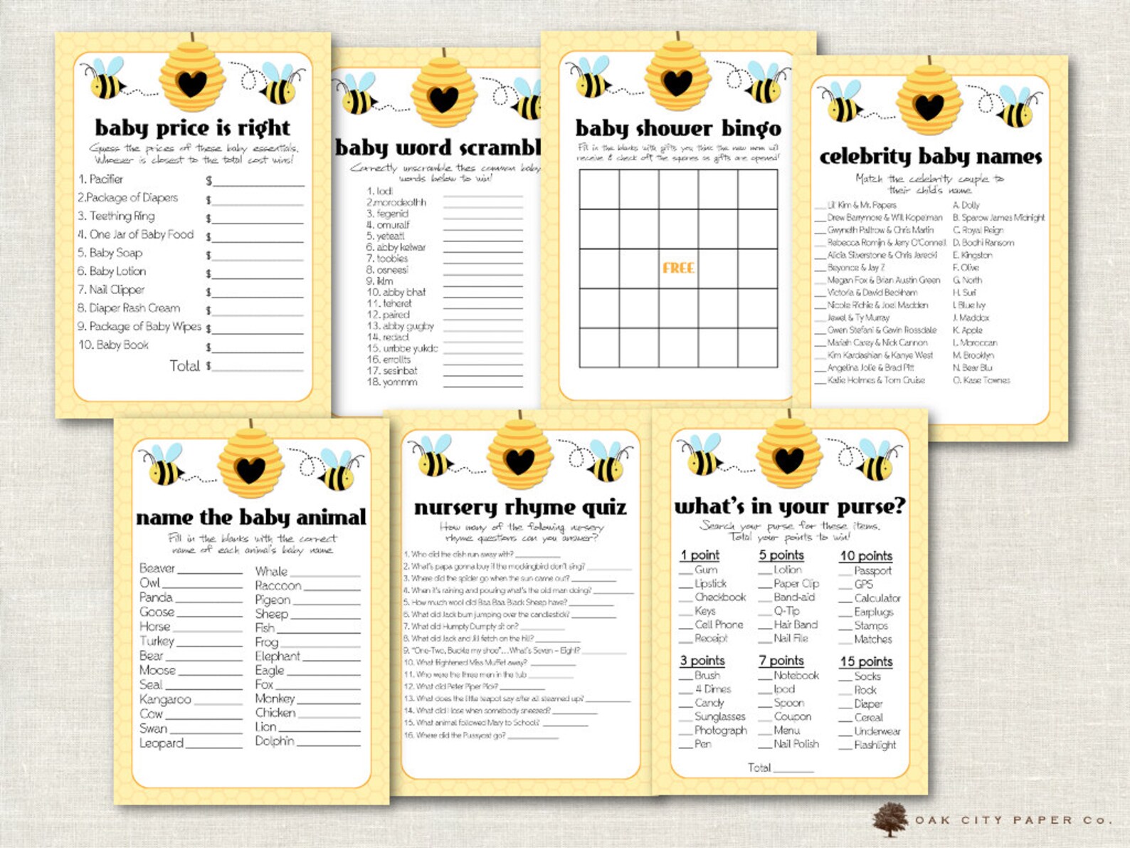 Bee Baby Shower Games Honey Bee Shower Games Mommy to Bee - Etsy