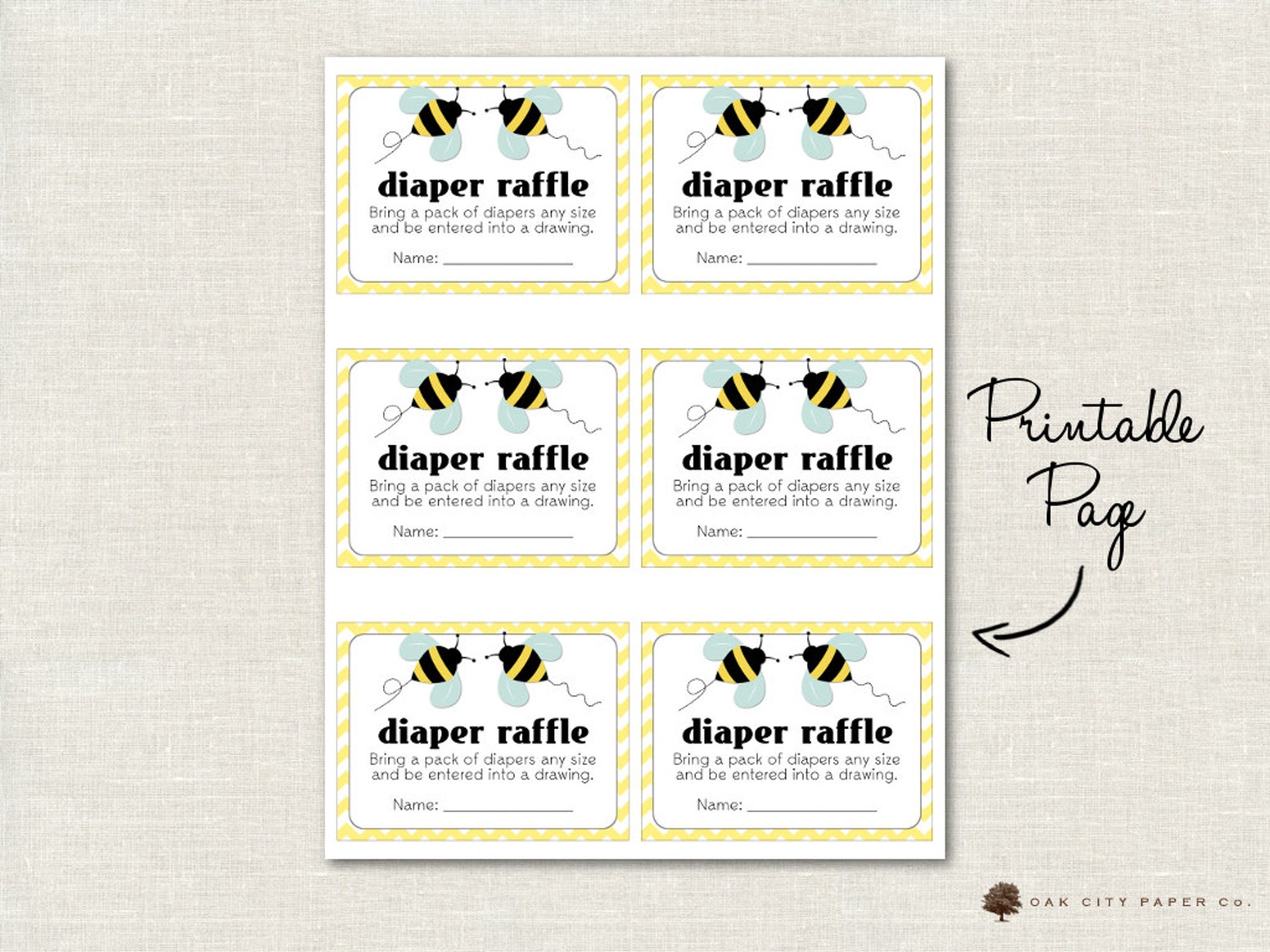 Honey Bee Diaper Raffle Diaper Raffle Ticket Diaper Raffle - Etsy
