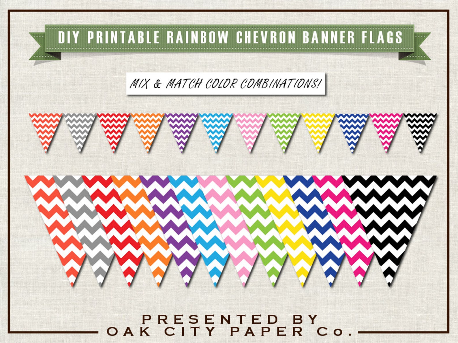 Printable Chevron Flag Banner Bunting Rainbow Color INSTANT | Etsy