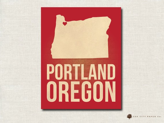 Portland Map of Oregon Love Home Heart Print Multiple Colors | Etsy
