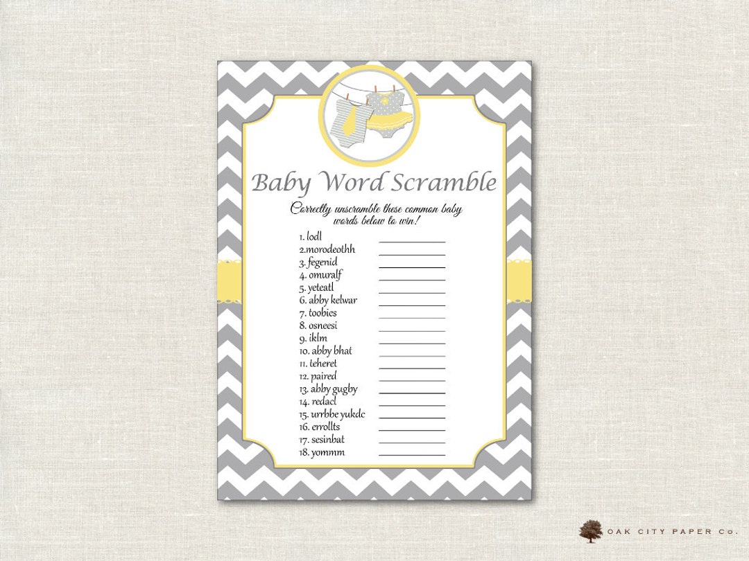 Twin Baby Shower Word Scramble, Twin Word Scramble, Baby Shower Baby ...