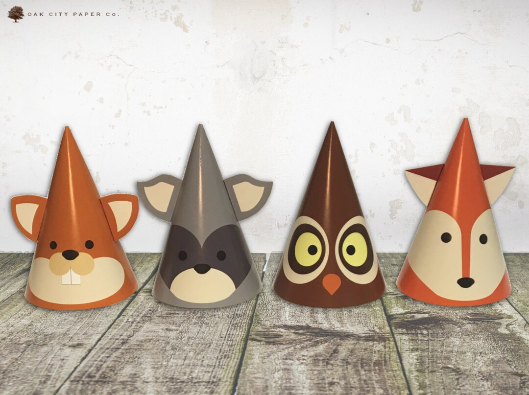 Woodland Party Hats - Woodland Animal Party Hats, Woodland Birthday ...
