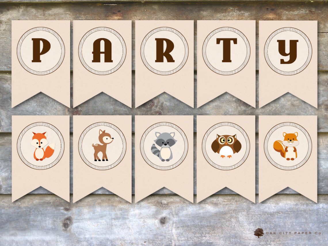 Woodland Birthday Party Package Woodland Animal Birthday - Etsy