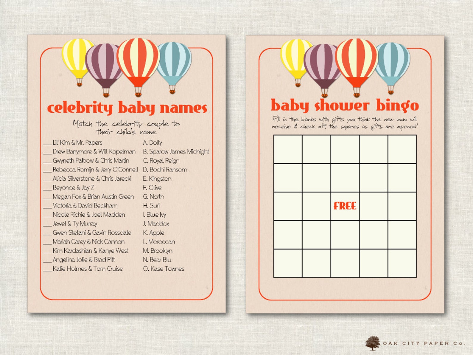 Hot Air Balloon Shower Games Balloon Baby Shower Games Hot - Etsy