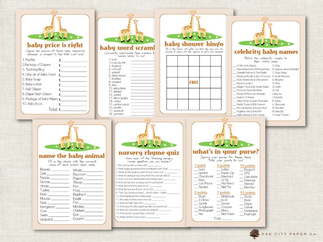Giraffe Baby Shower Games Baby Shower Games, Giraffe Shower Games ...