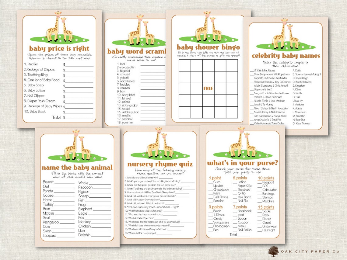 Giraffe Baby Shower Games - Baby Shower Games, Giraffe Shower Games ...