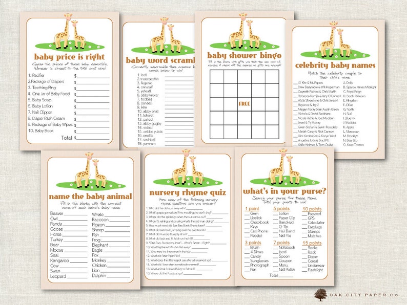 Giraffe Baby Shower Games - Baby Shower Games, Giraffe Shower Games ...