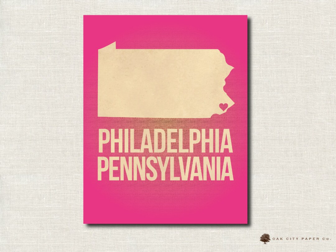 Philadelphia Map Print of Pennsylvania Love Home Multiple Colors 8x10 ...
