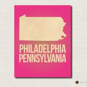 Philadelphia Map Print of Pennsylvania Love Home Multiple Colors 8x10 ...