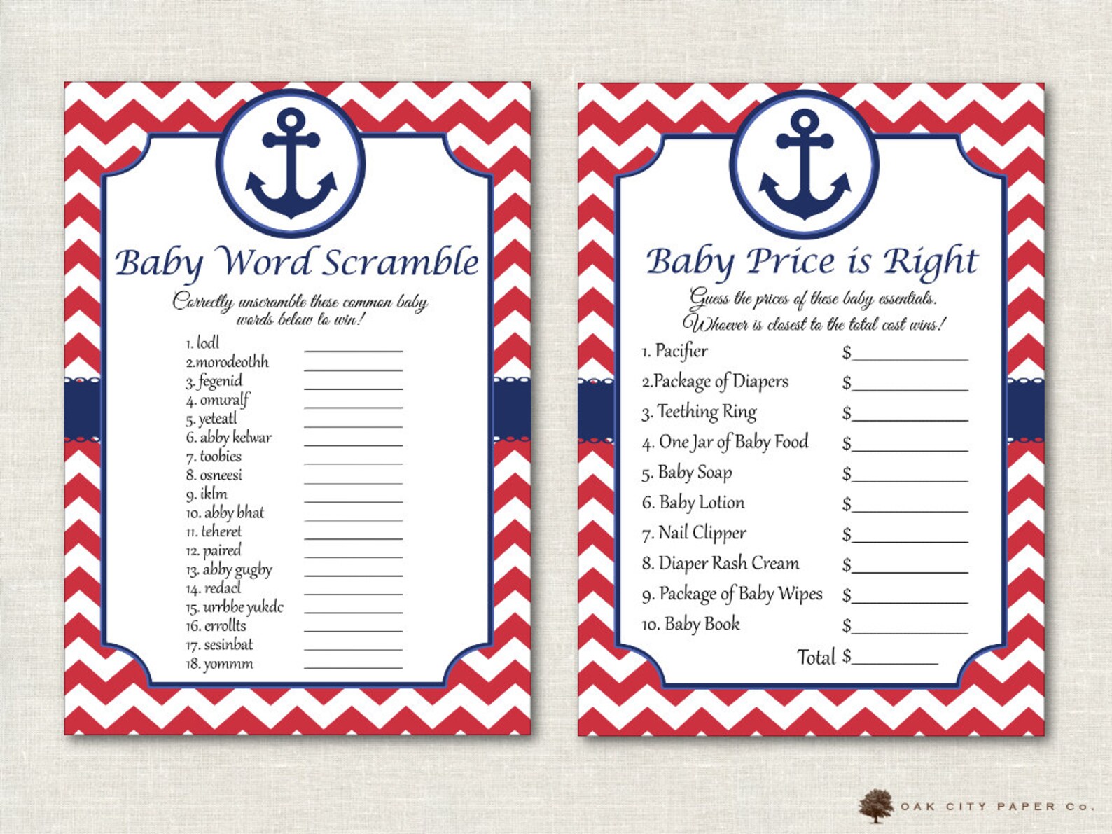 Nautical Baby Shower Games Nautical Shower Games Beach Baby | Etsy