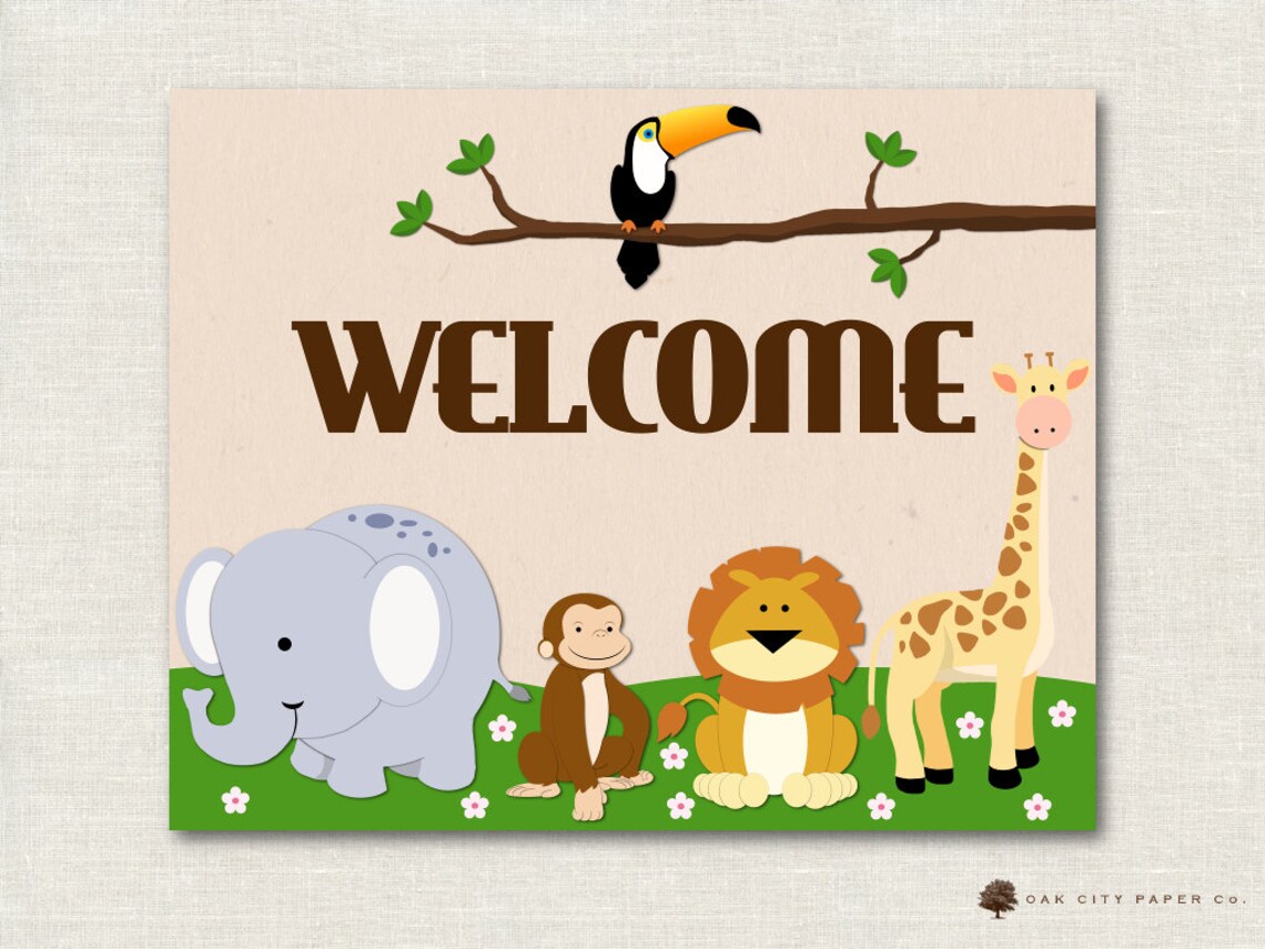 Safari Animal Baby Shower Welcome Sign Jungle Baby Shower - Etsy