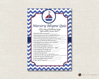 Nautical Nursery Rhyme Quiz Baby Shower Game Nautical | Etsy