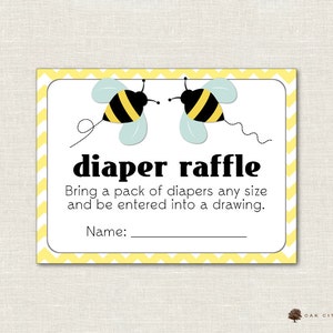 Honey Bee Diaper Raffle, Diaper Raffle Ticket, Diaper Raffle Sign ...