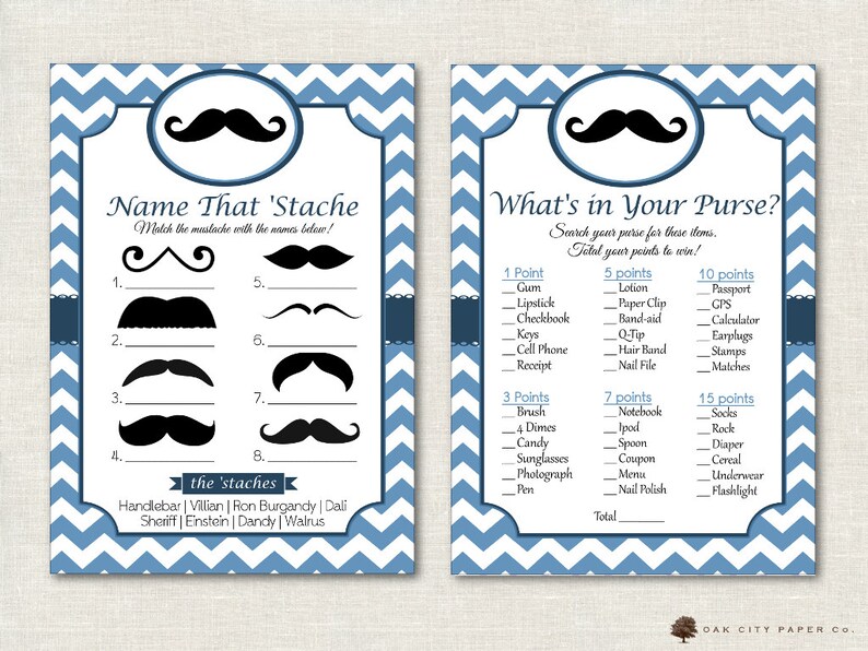 Mustache Baby Shower Games Mustache Shower Game Mustache | Etsy