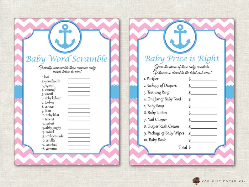 Nautical Baby Shower Games Nautical Shower Games Beach Baby | Etsy