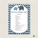 Elephant Nursery Rhyme Quiz Baby Shower Game - Navy Elephant Nursery ...