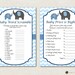Blue Baby Shower Games - Elephant Baby Shower Games, Blue Elephant Baby ...