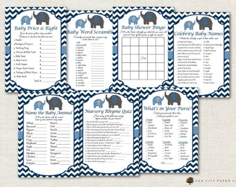 Instant Download Blue Elephant Baby Shower Games for Boy, What's in ...