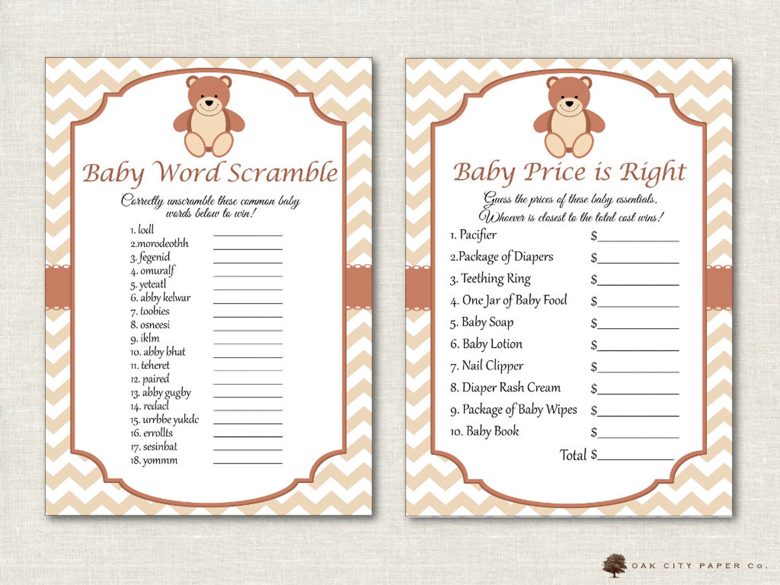 Teddy Bear Baby Shower Games Teddy Bear Baby Shower Games | Etsy