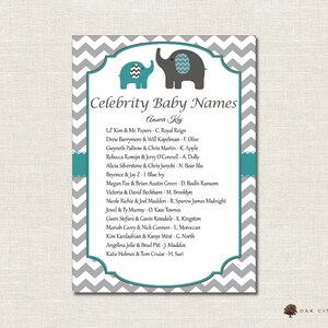 Celebrity Baby Shower Game - Elephant Celebrity Baby Name Game ...