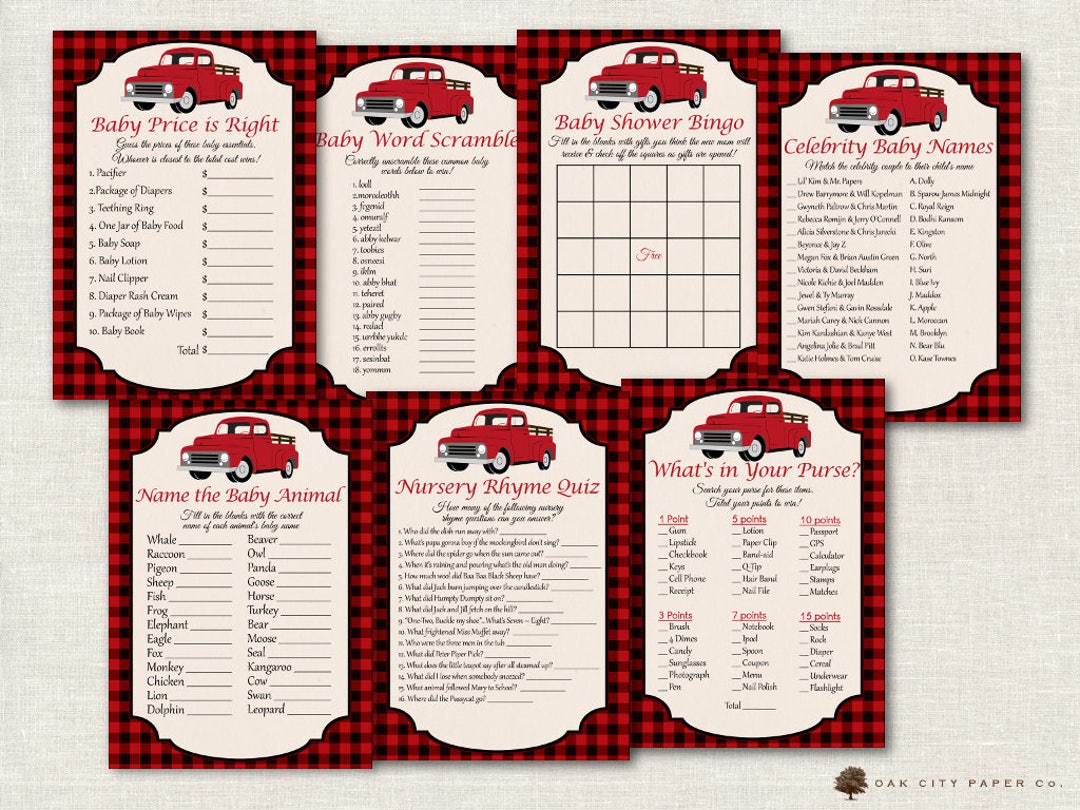 Vintage Truck Baby Shower Games - Truck Shower Games, Pick-up Baby ...