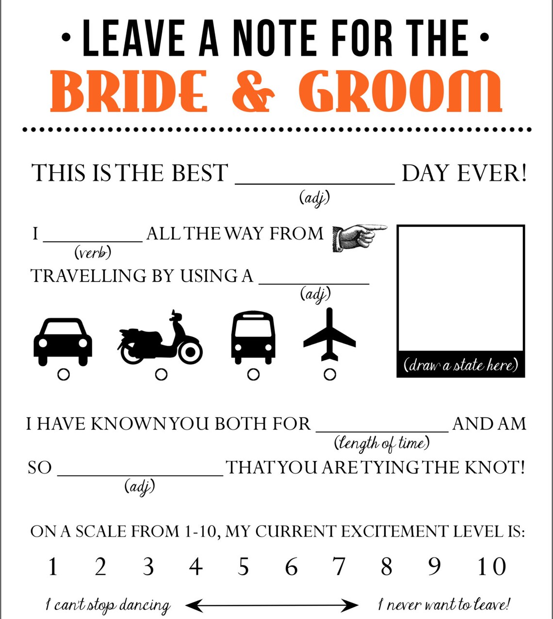 Wedding Mad Lib Wedding Madlib Wedding Advice Card Newlywed Etsy