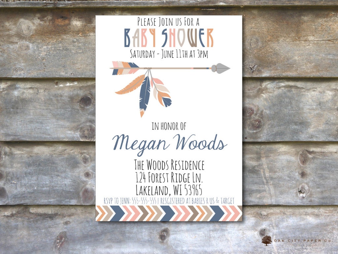 Tribal Baby Shower Invitation, Aztec Baby Shower Invitation, Tribal ...