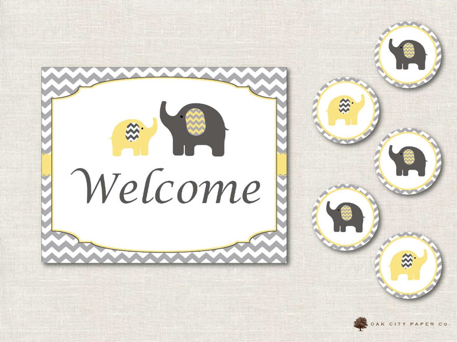Yellow and Gray Elephant Baby Shower Party Package Yellow - Etsy