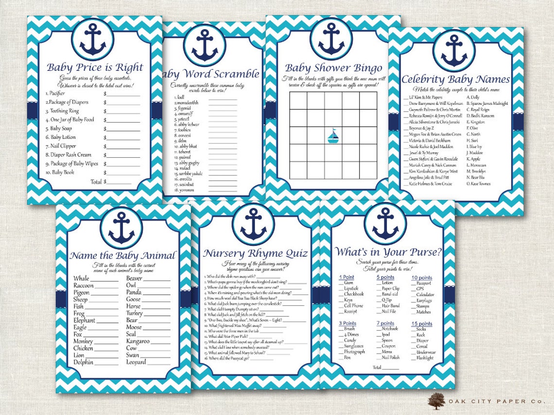 Nautical Baby Shower Games Nautical Shower Games Beach Baby | Etsy